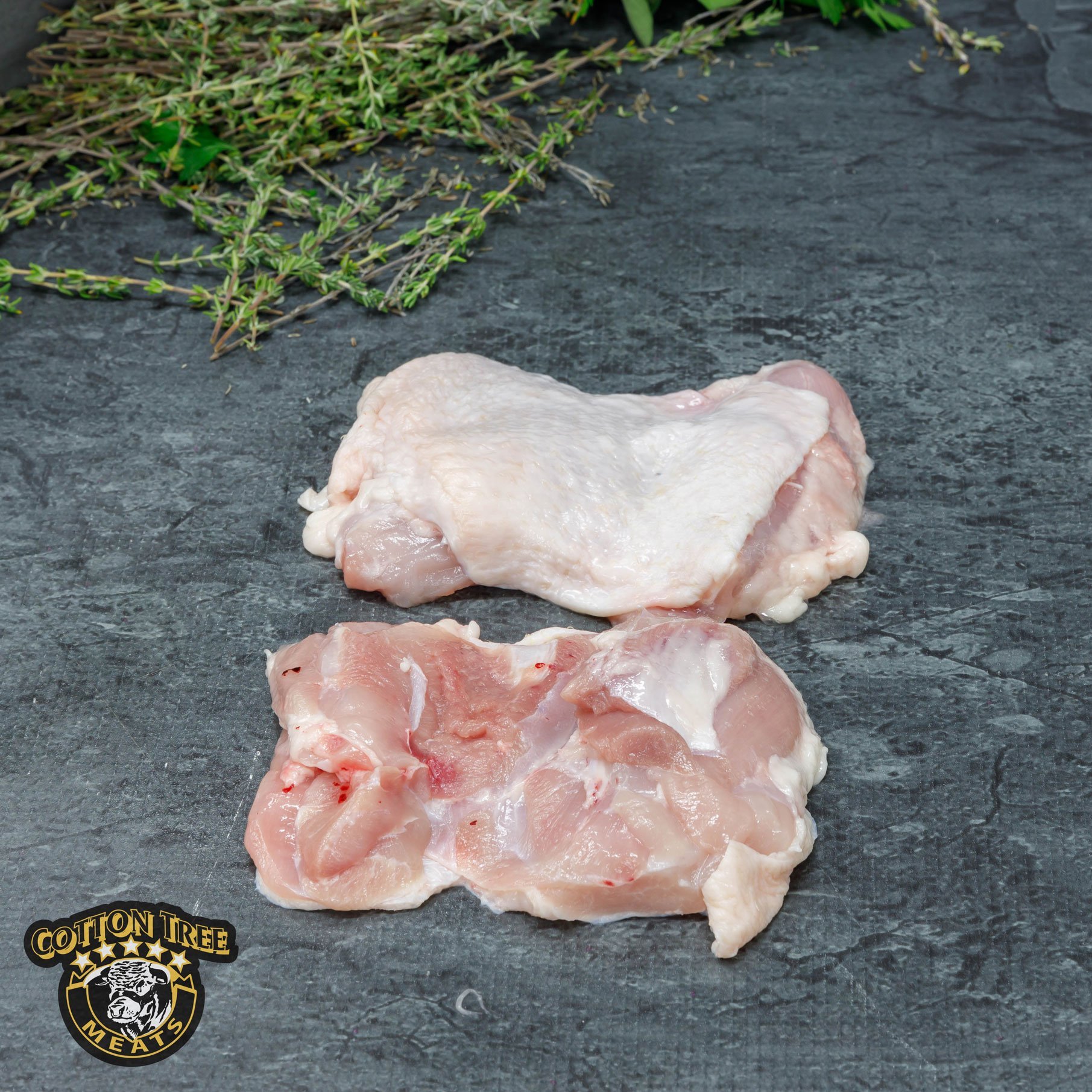 CHICKEN THIGH FILLETS SKIN ON