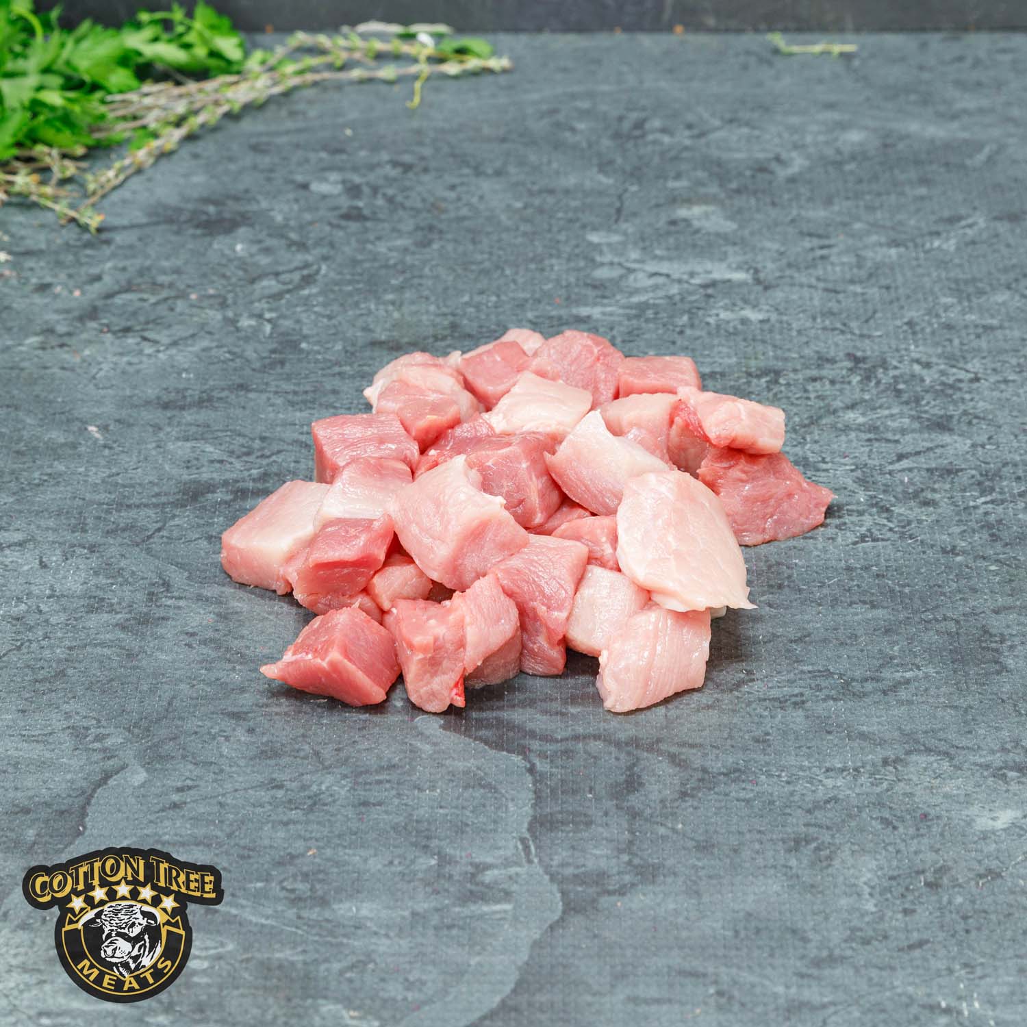 PORK LEG DICED 2CM 2KG PKTS