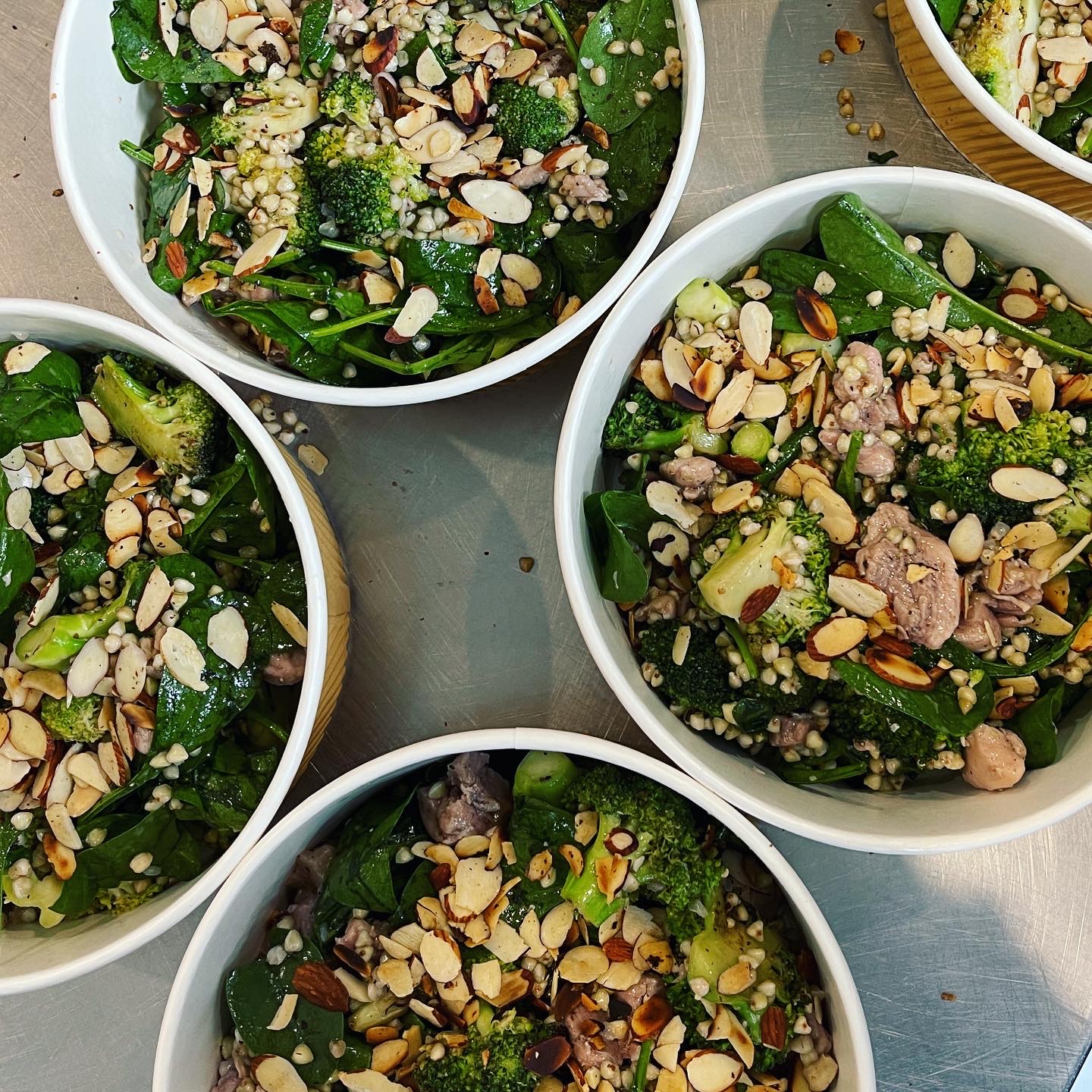 Individual Broccoli Chicken Freekeh Salad