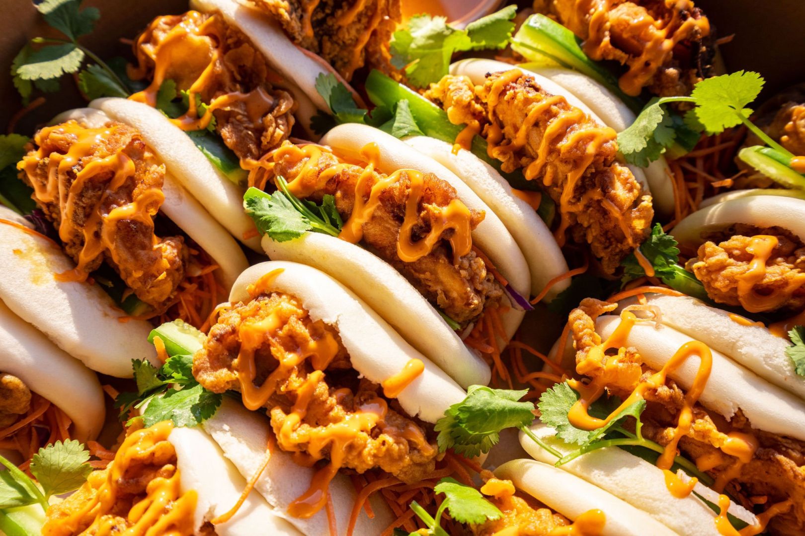 Bao Buns with Crispy Chicken Filling