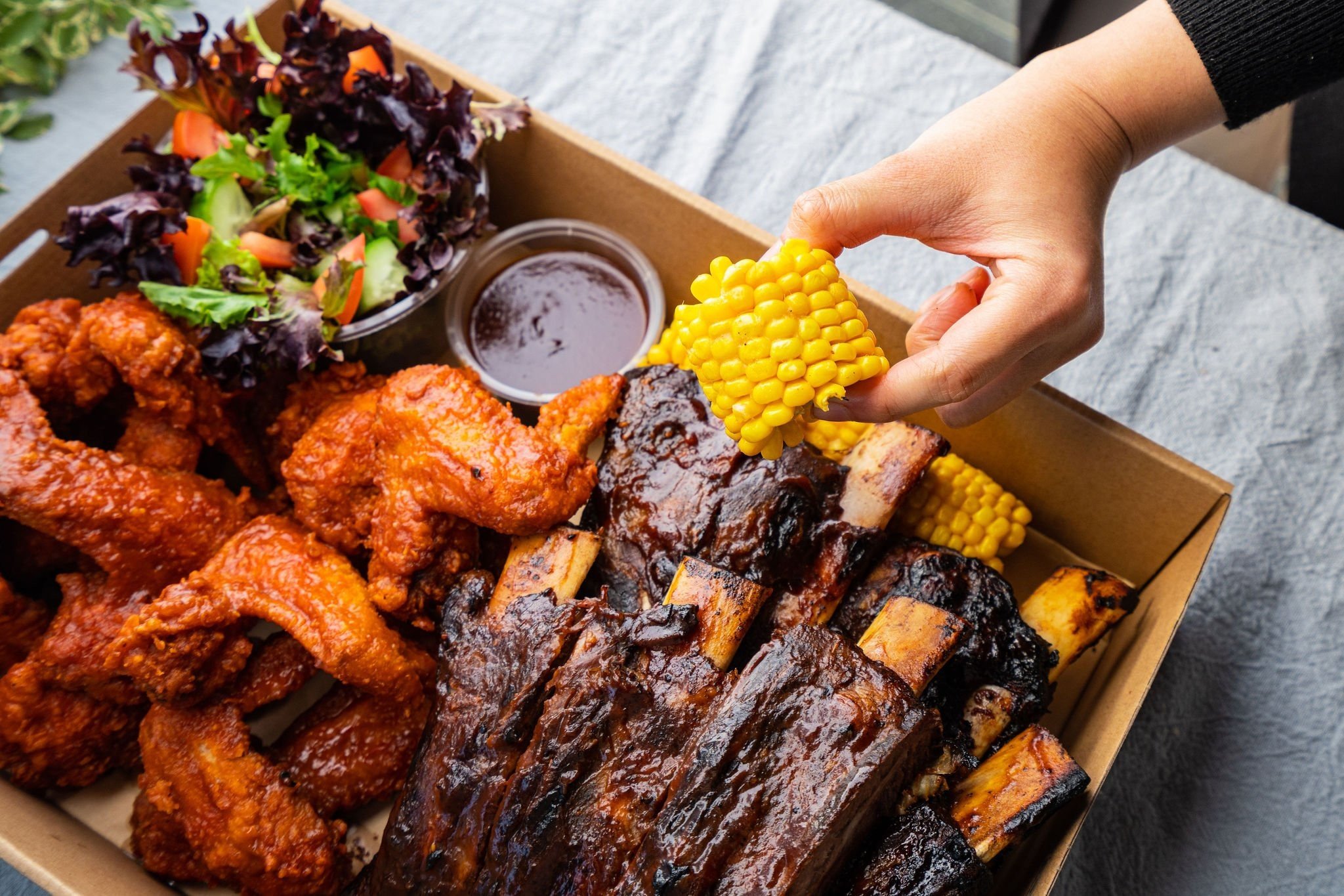 BBQ Smoky Ribs and Buffalo Wings Platter