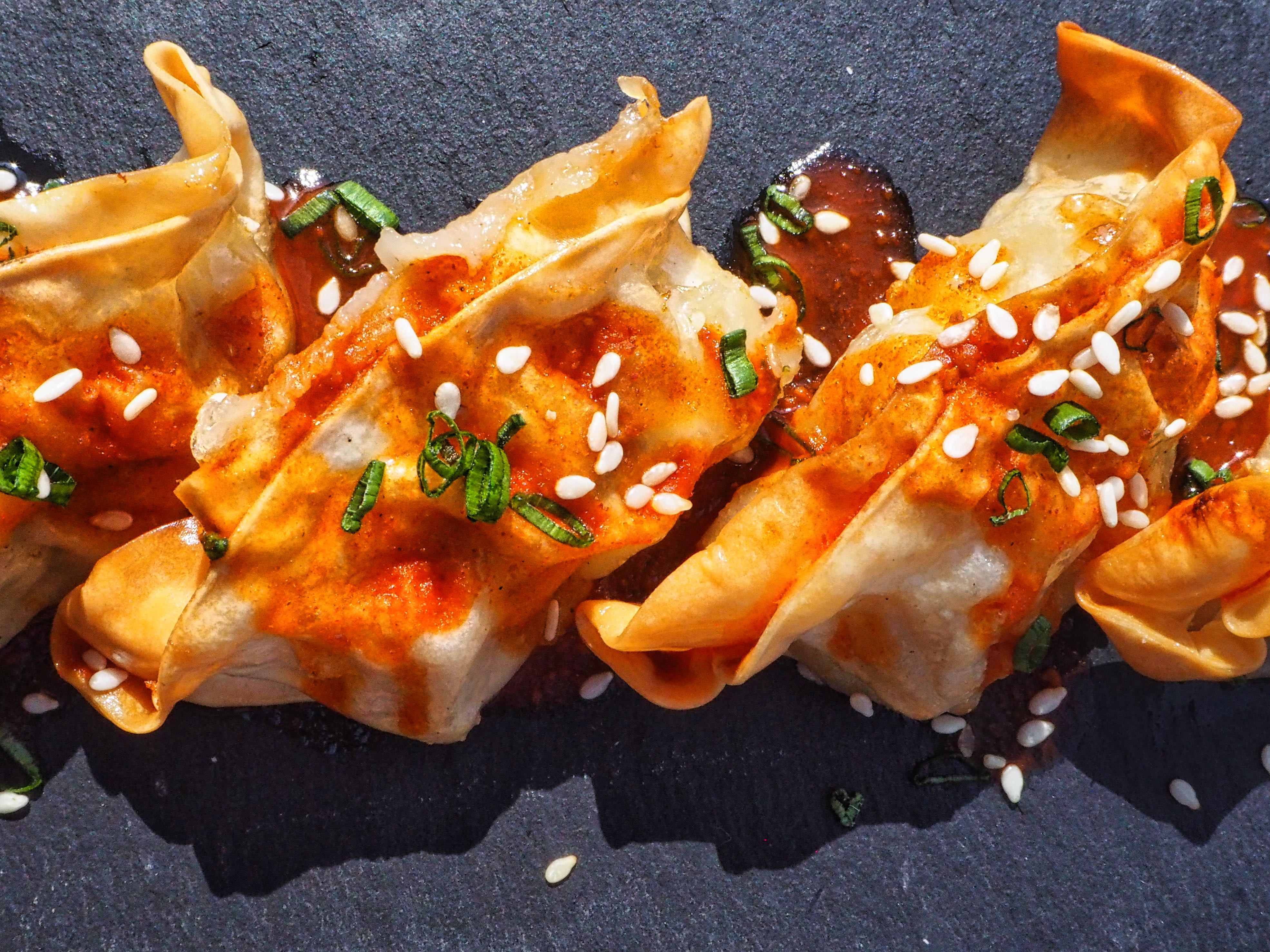 Chicken Gyoza with Gochujang Dip