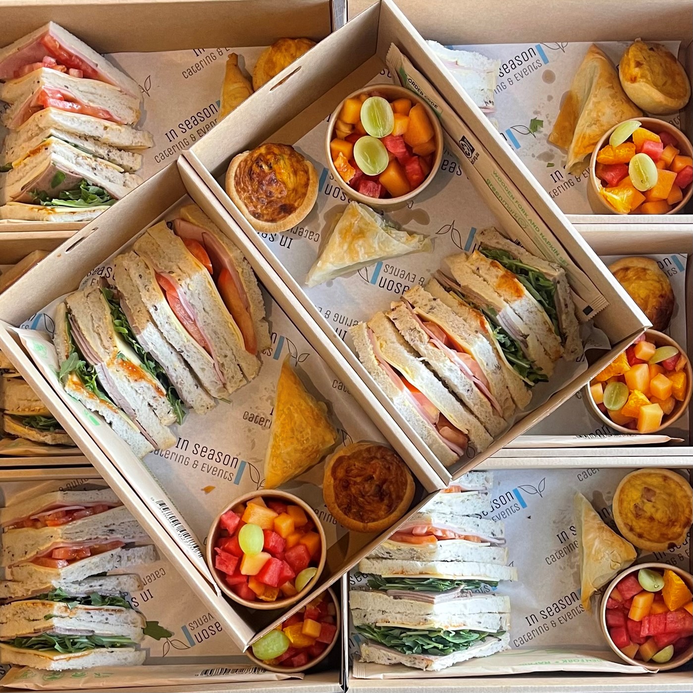 Individual Gourmet Lunch Box: Sandwich, Roll or Wrap w/Fruit Salad Cup ...