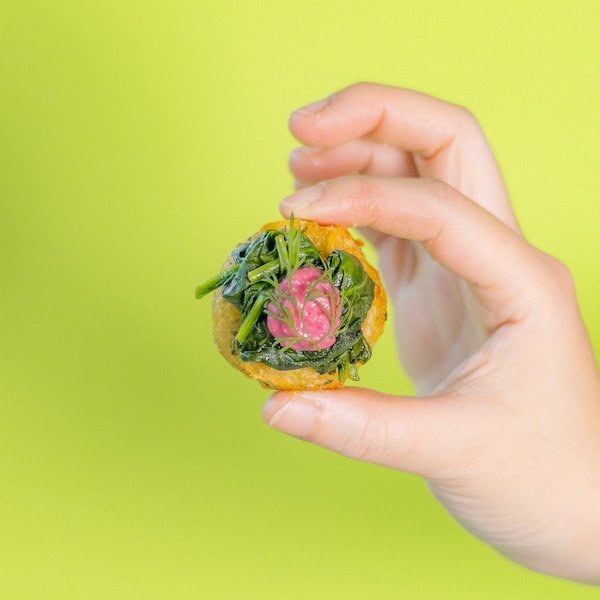 Herbed Beetroot Hummus Rosti | Canapes Catering | Melba