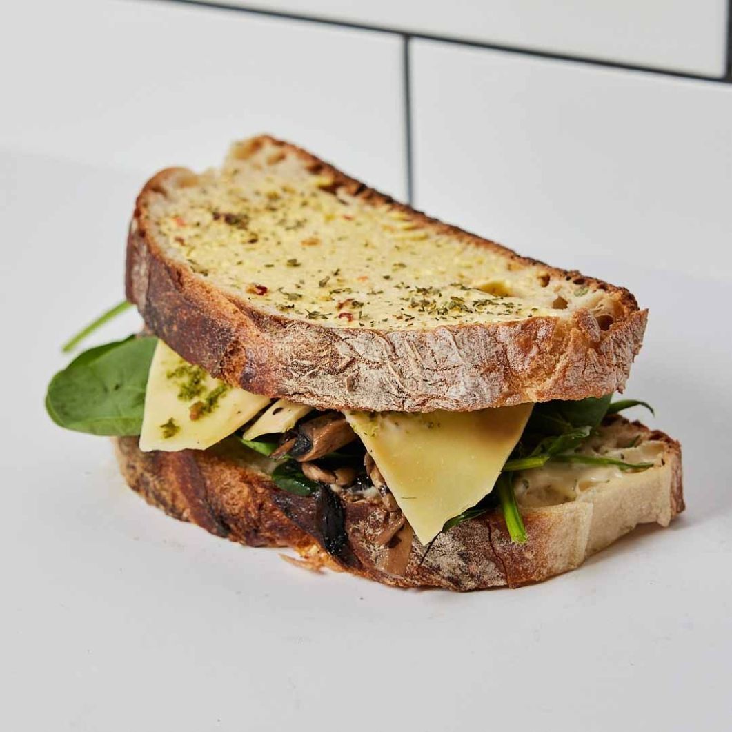Pesto, Mushroom & Spinach Toastie