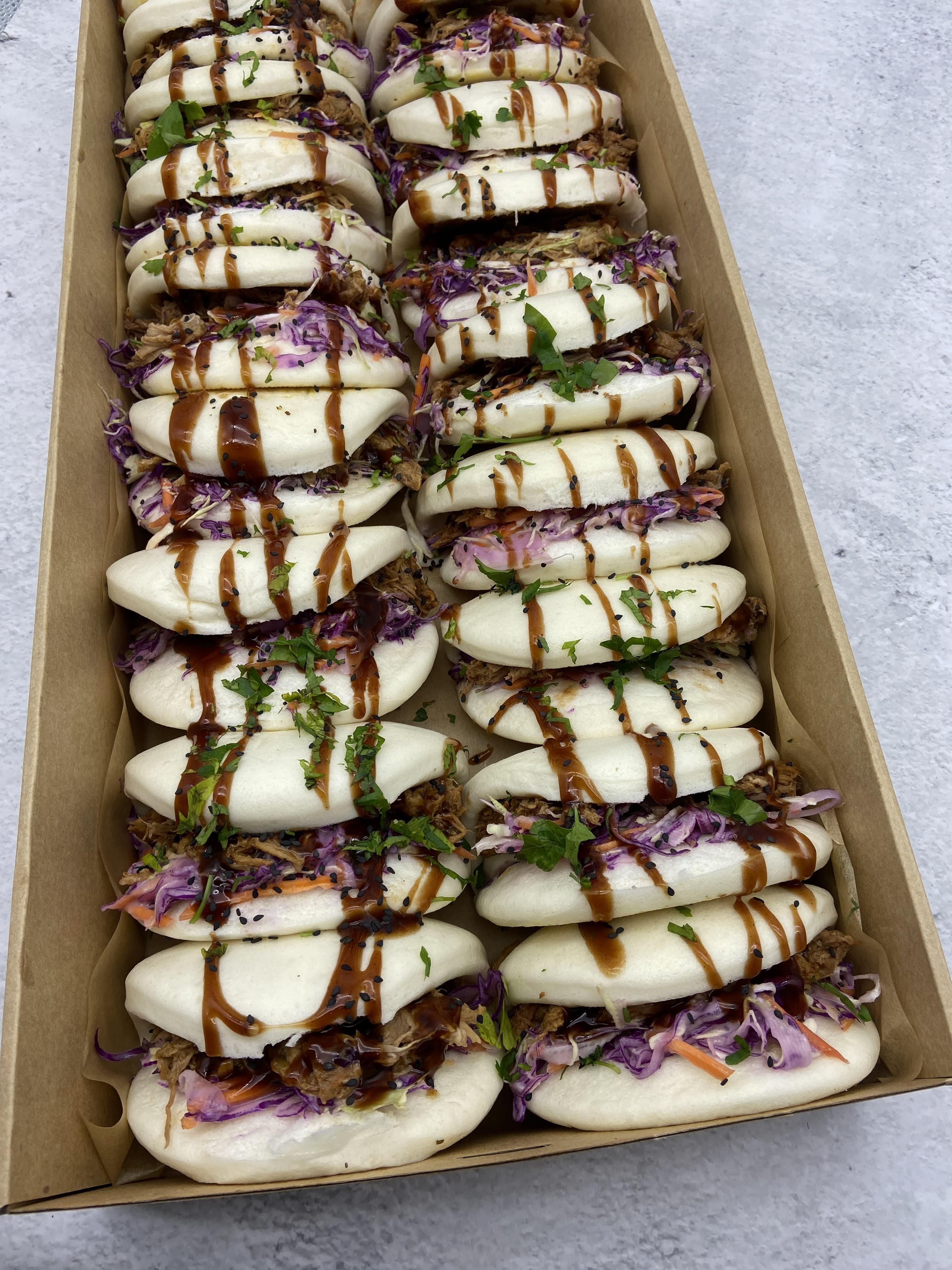 Asian Style Pulled Beef Bao Bun Box of 18 | Catering Zone